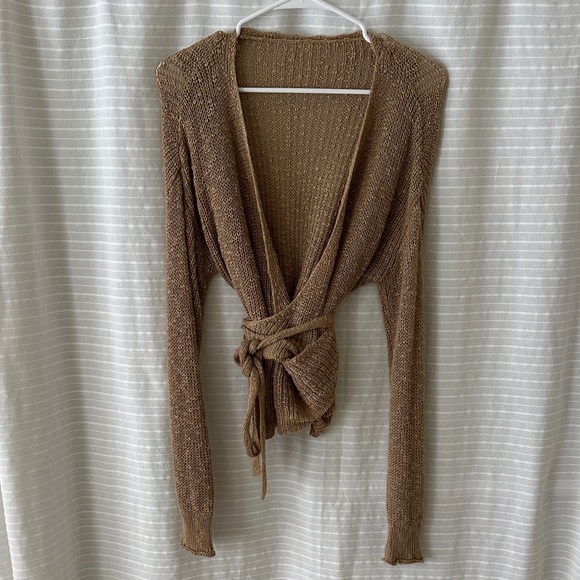 Sweaters | Tan Knit Wrap Sweater | Poshmark